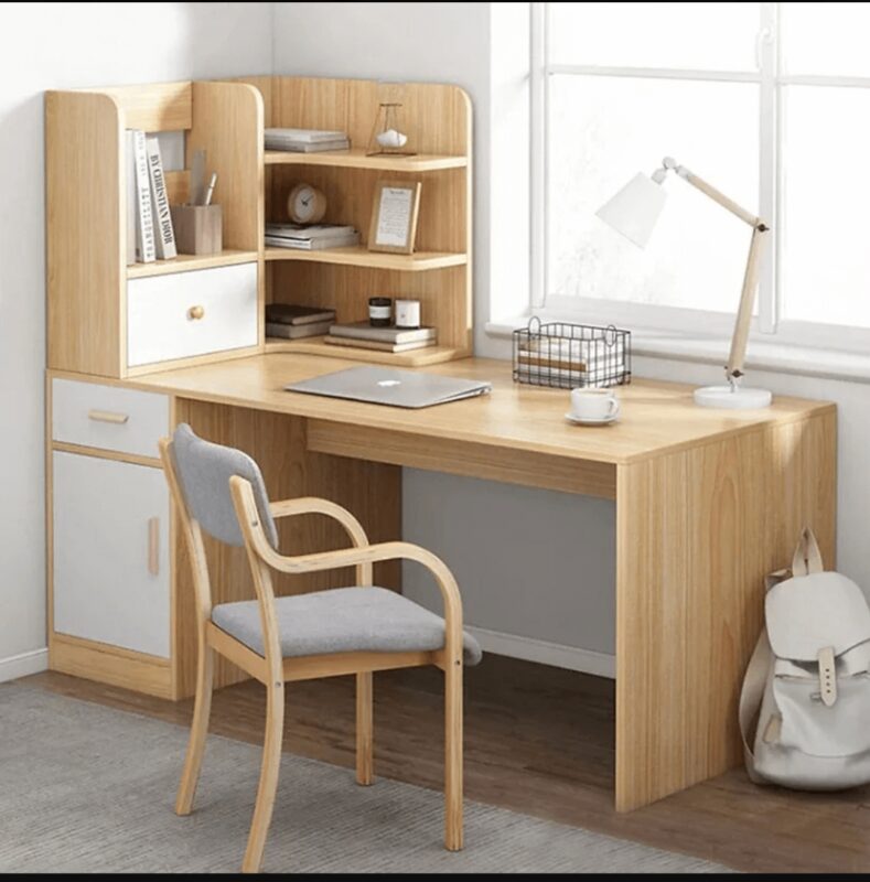 Wooden Desk Beige & White مكتب خشبي بيج وابيض - FURVIVE